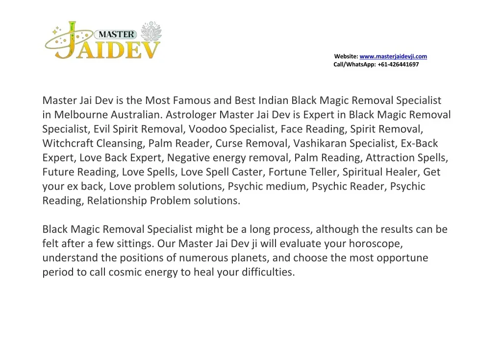 PPT - Black Magic Removal Specialist in Melbourne PowerPoint Presentation - ID:13510925