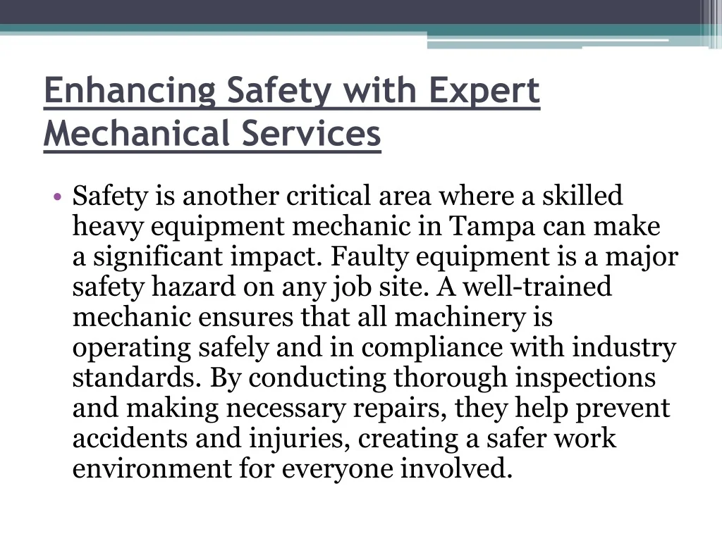 PPT - The difference a skilled heavy equipment mechanic can make in ...