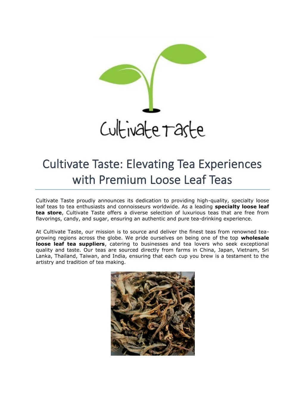 PPT - Cultivate Taste- Elevating Tea Experiences with Premium Loose ...