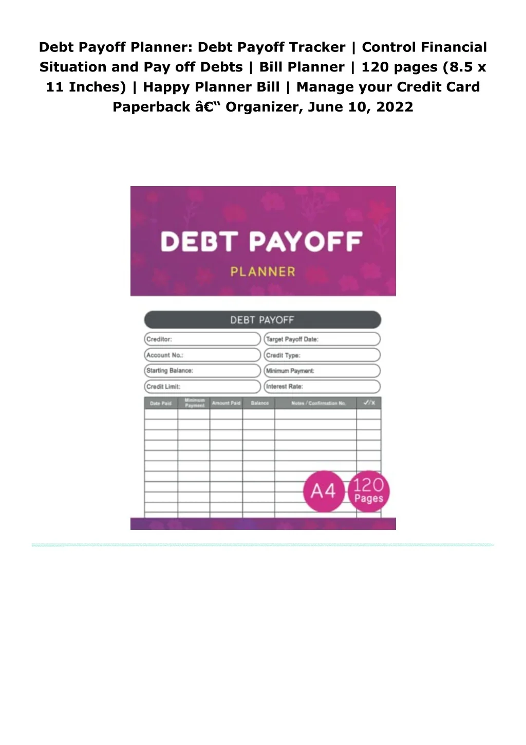 PPT - read debt payoff planner: debt payoff tracker | control financial ...