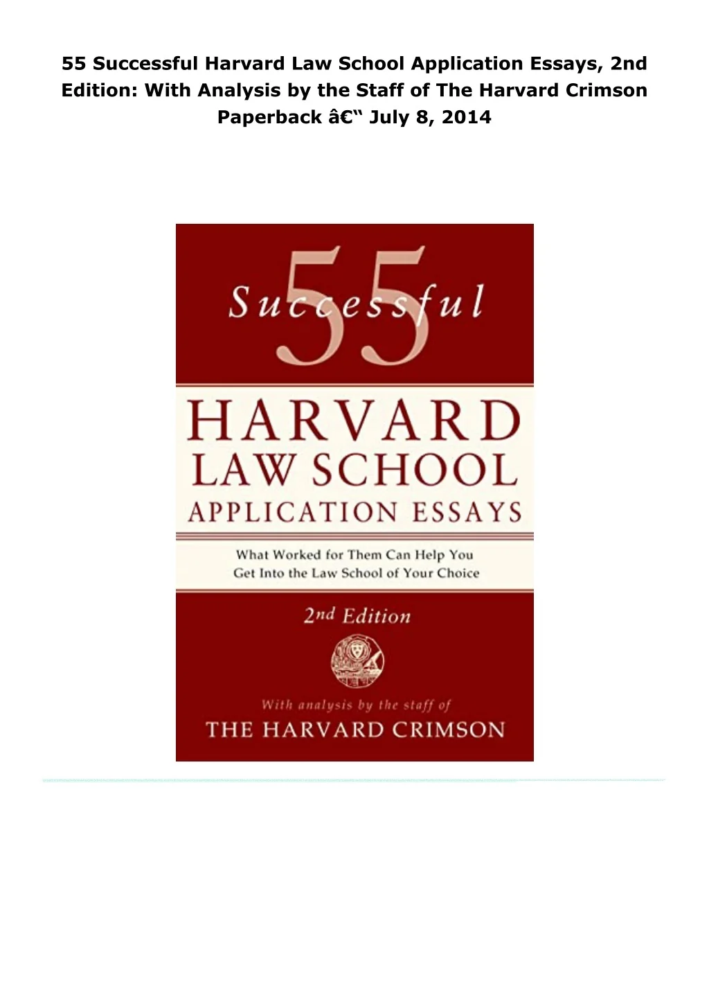PPT - read 55 successful harvard law school application essays, 2nd ...
