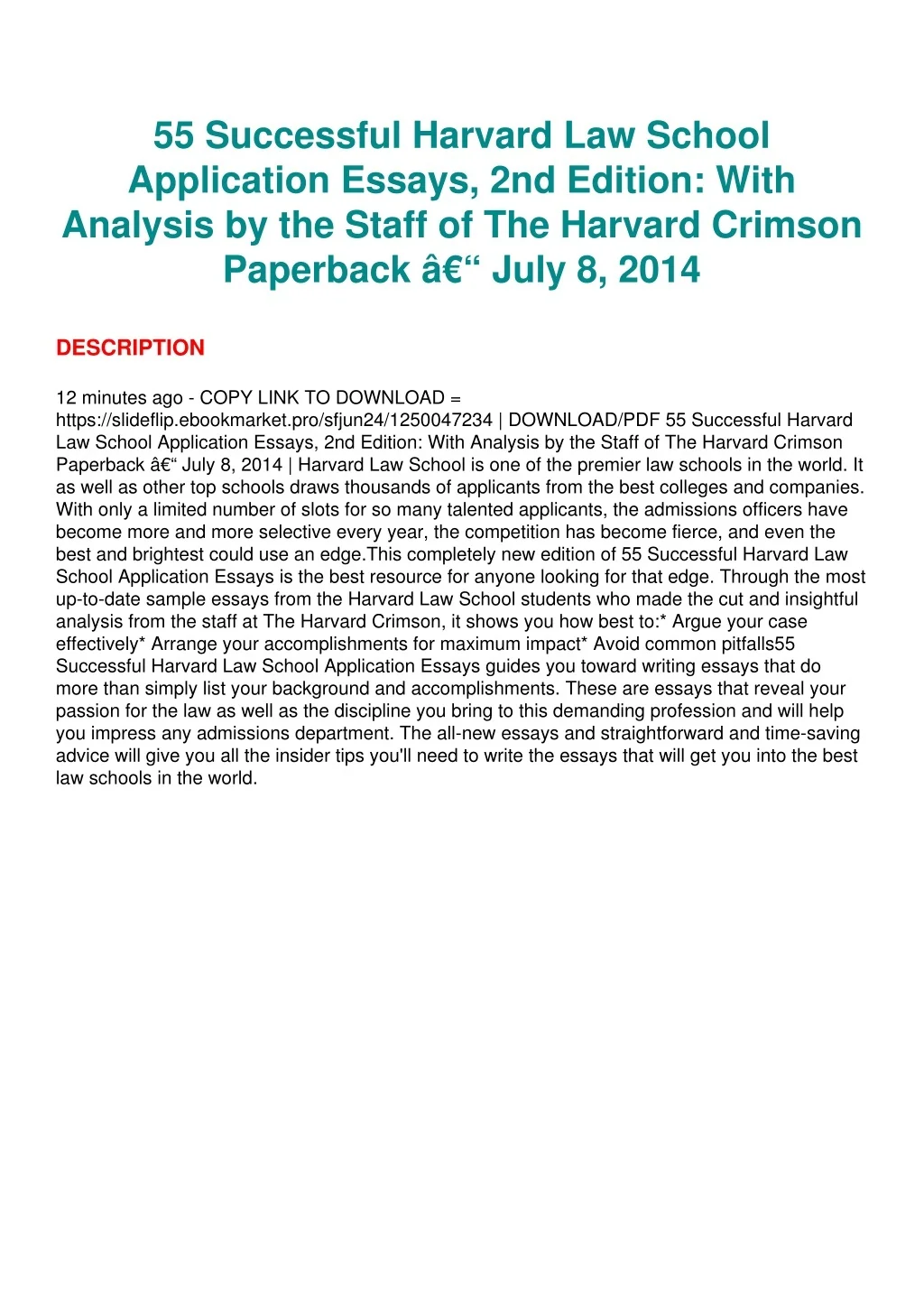 PPT - read 55 successful harvard law school application essays, 2nd ...