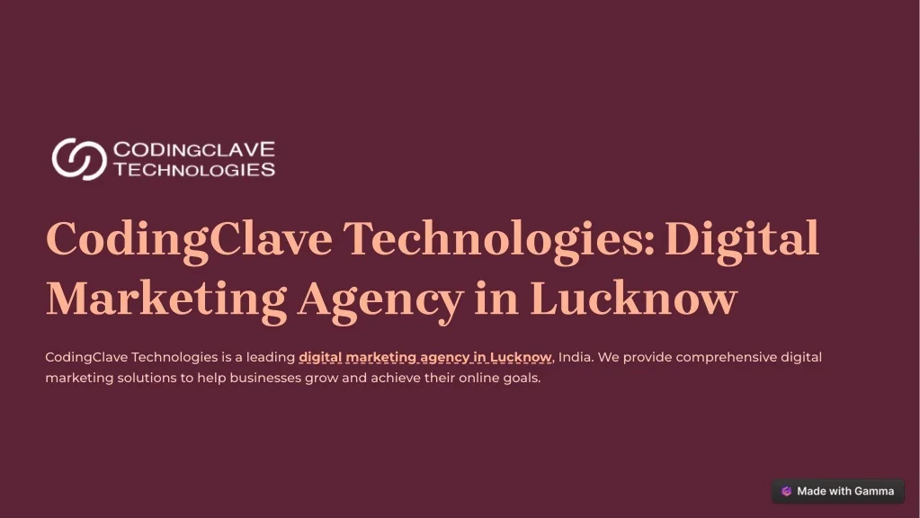 PPT - Technologies Digital Marketing Agency in Lucknow PowerPoint ...