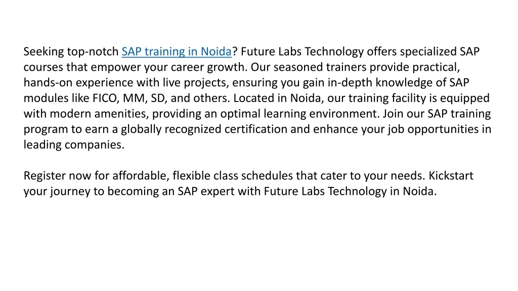 PPT - SAP Training in Noida - Expert Courses & Certification PowerPoint Presentation - ID:13522400