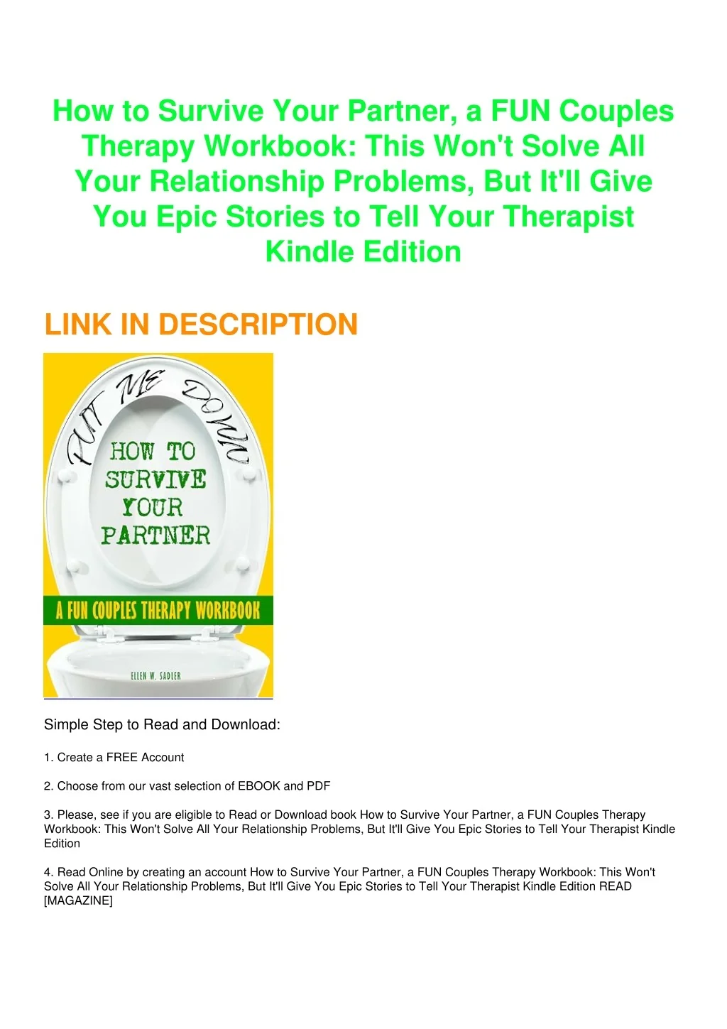 PPT - read how to survive your partner, a fun couples therapy workbook ...