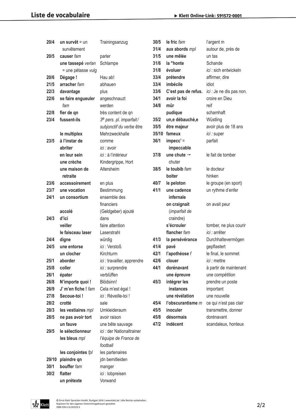 PPT - 978-3-12-591572-5 - Liste de vocabulaire PowerPoint Presentation ...