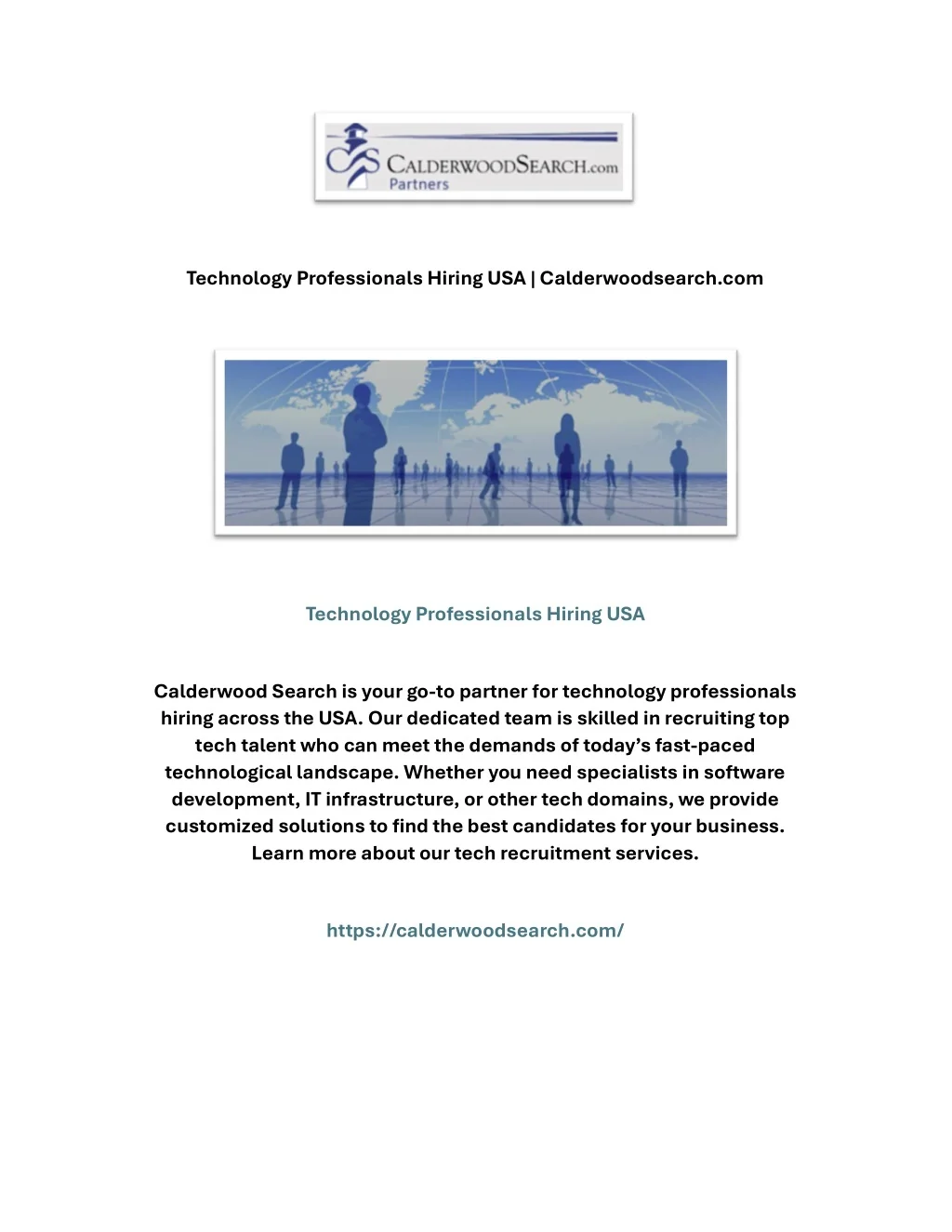 PPT - Technology Professionals Hiring USA | Calderwoodsearch.com ...