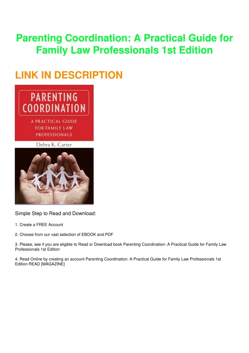 PPT - read parenting coordination: a practical guide for family law professi PowerPoint ...