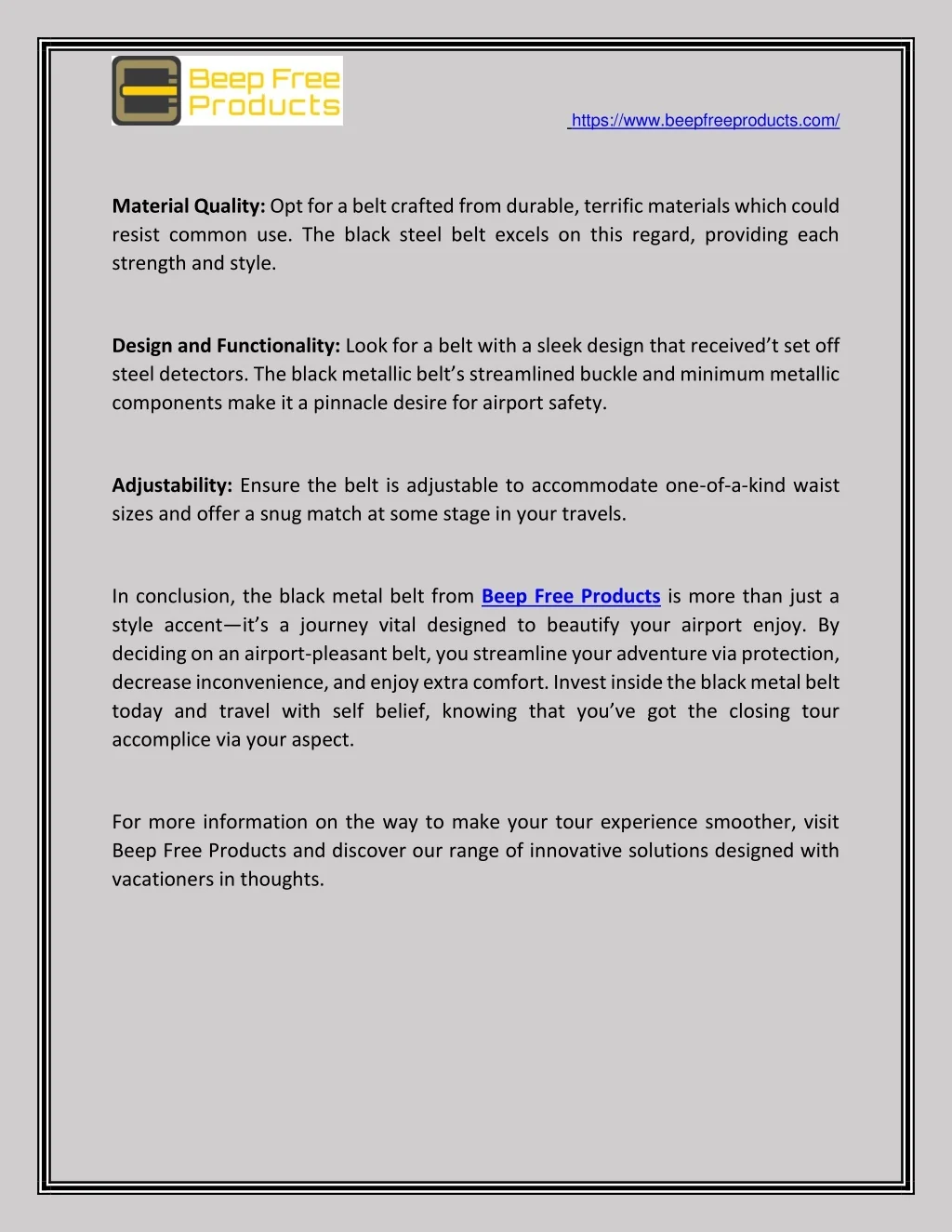 PPT - The Ultimate Belt for Travelers: Beep Free and Airport Approved ...