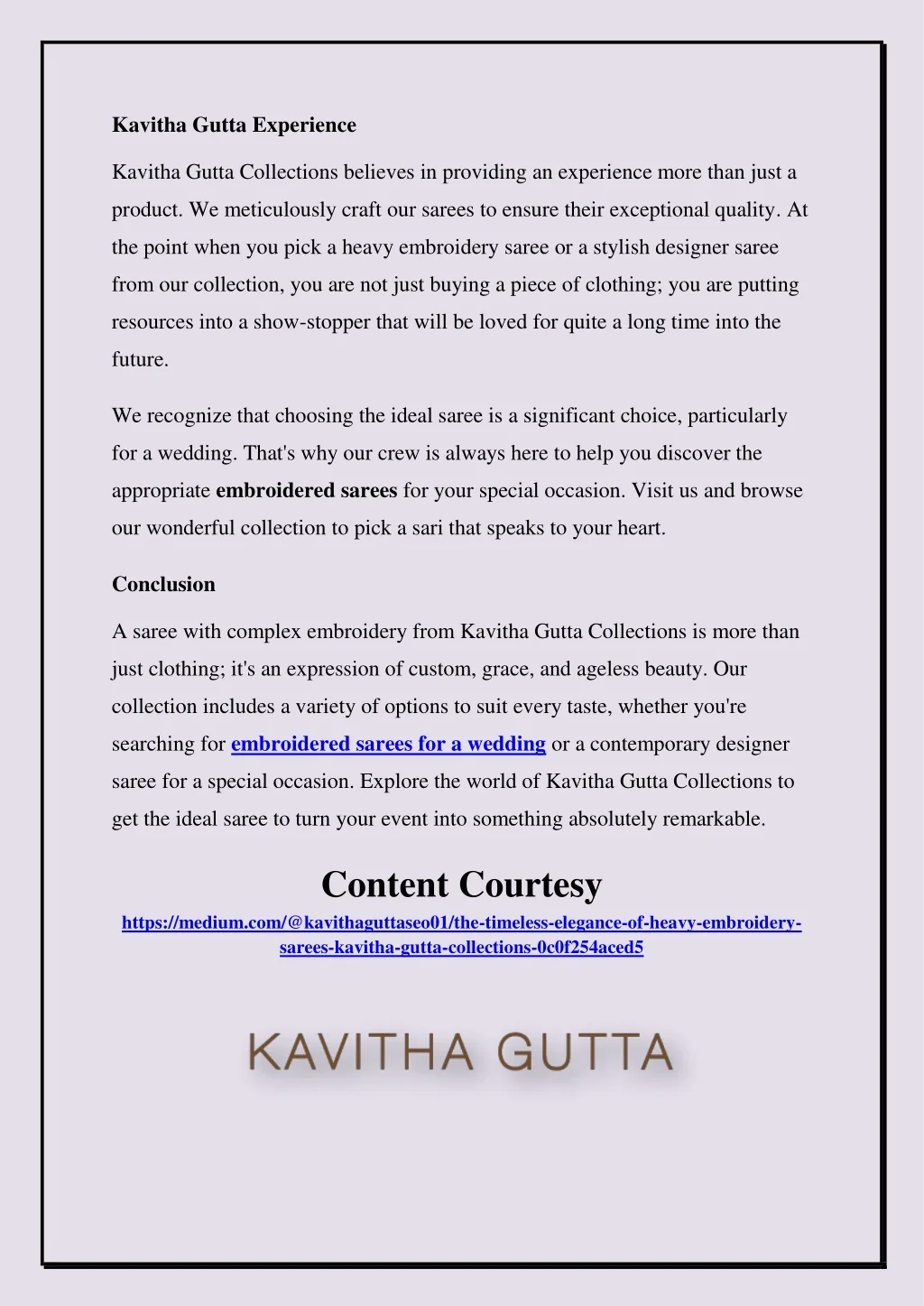 PPT - The Timeless Elegance of Heavy Embroidery Sarees Kavitha Gutta Collections PowerPoint ...