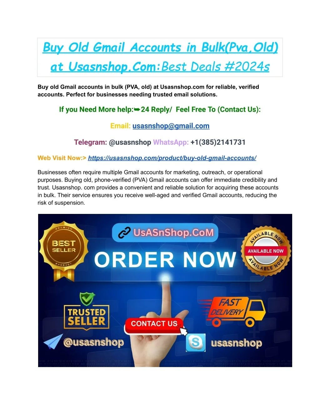 PPT - Buy Old Gmail Accounts in Bulk(Pva,Old) at Usasnshop PowerPoint ...