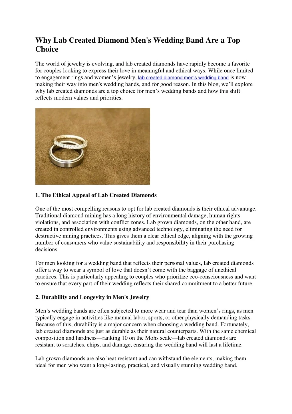 PPT - The Evolution of lab created diamond men's wedding band ...