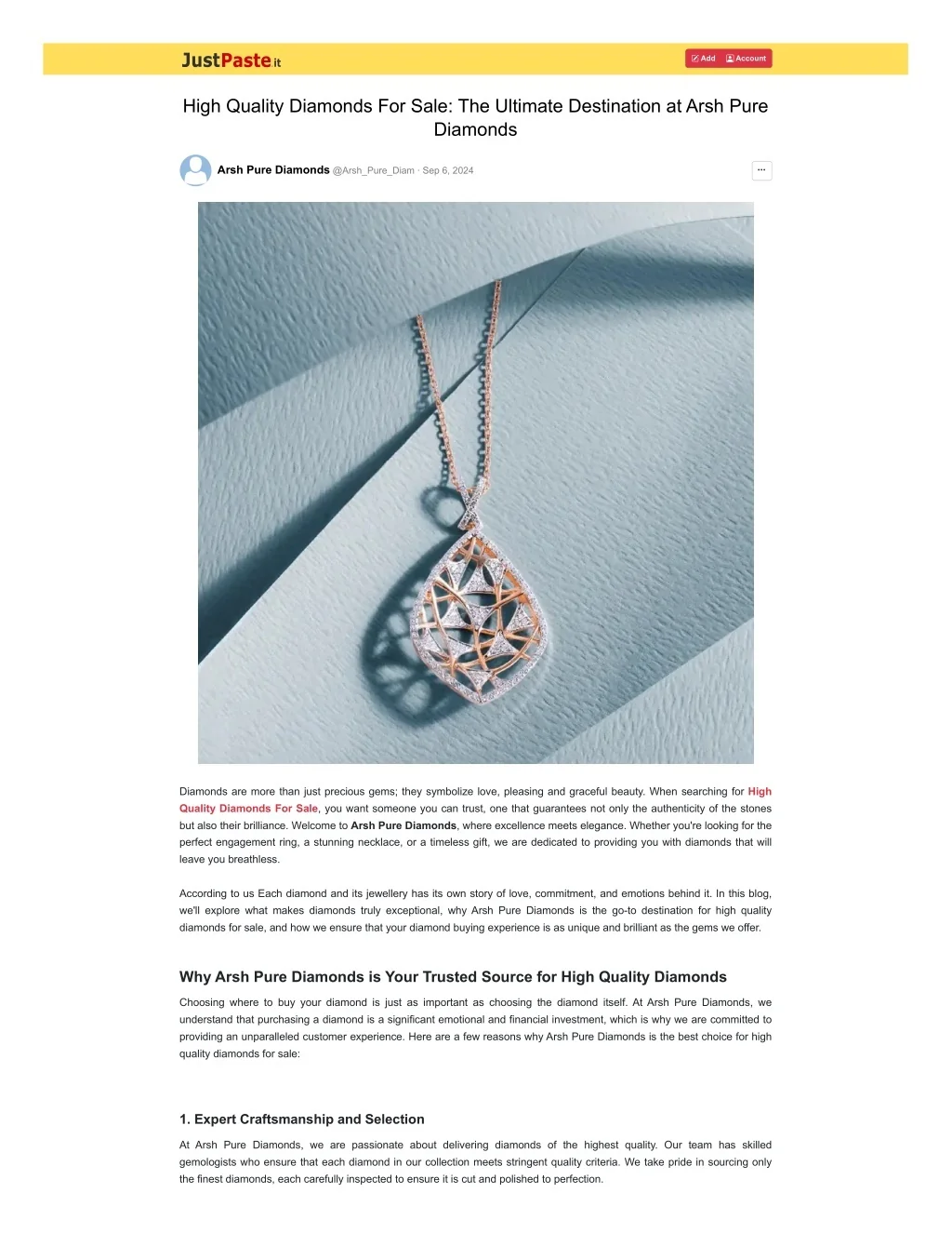 PPT - High Quality Diamonds For Sale The Ultimate Destination at Arsh ...