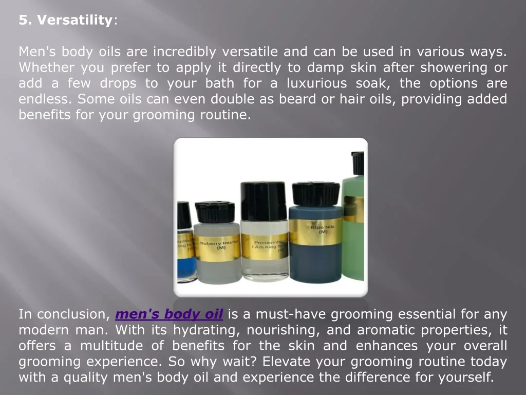 PPT - Men’s body oils PowerPoint Presentation, free download - ID:13556466