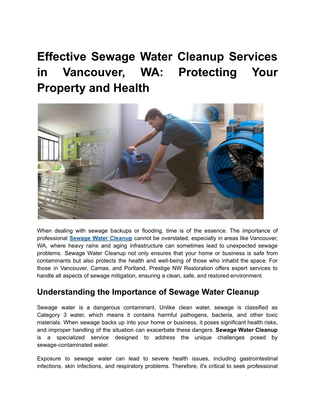 PPT - Effective Sewage Water Cleanup Services in Vancouver, WA ...