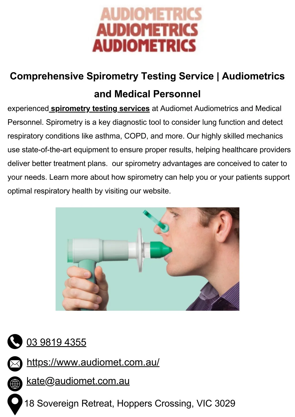 PPT - Comprehensive Spirometry Testing Service Audiometrics and Medical ...
