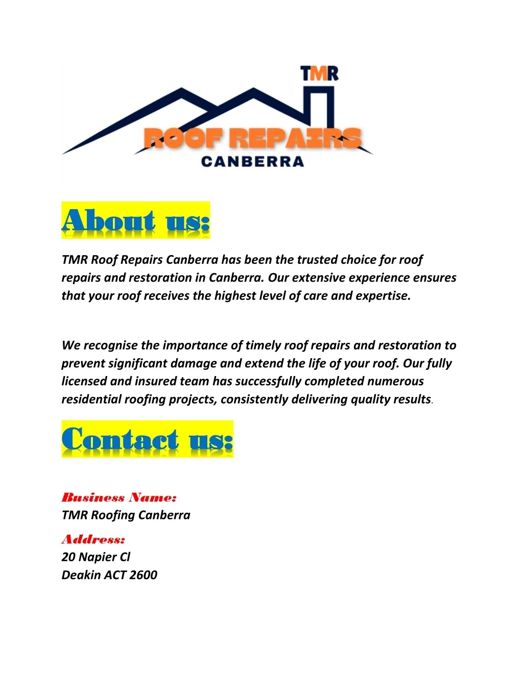 PPT - TMR Roofing Canberra - Copy.docx PowerPoint Presentation, free ...