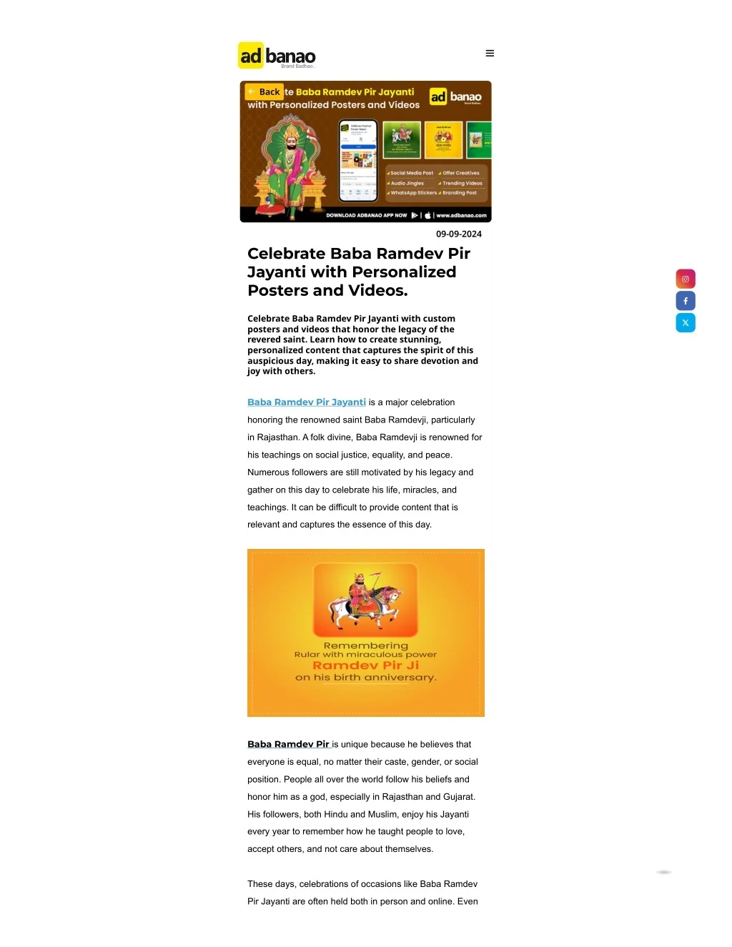 PPT - Celebrate Baba Ramdev Pir Jayanti with Personalized Posters and ...