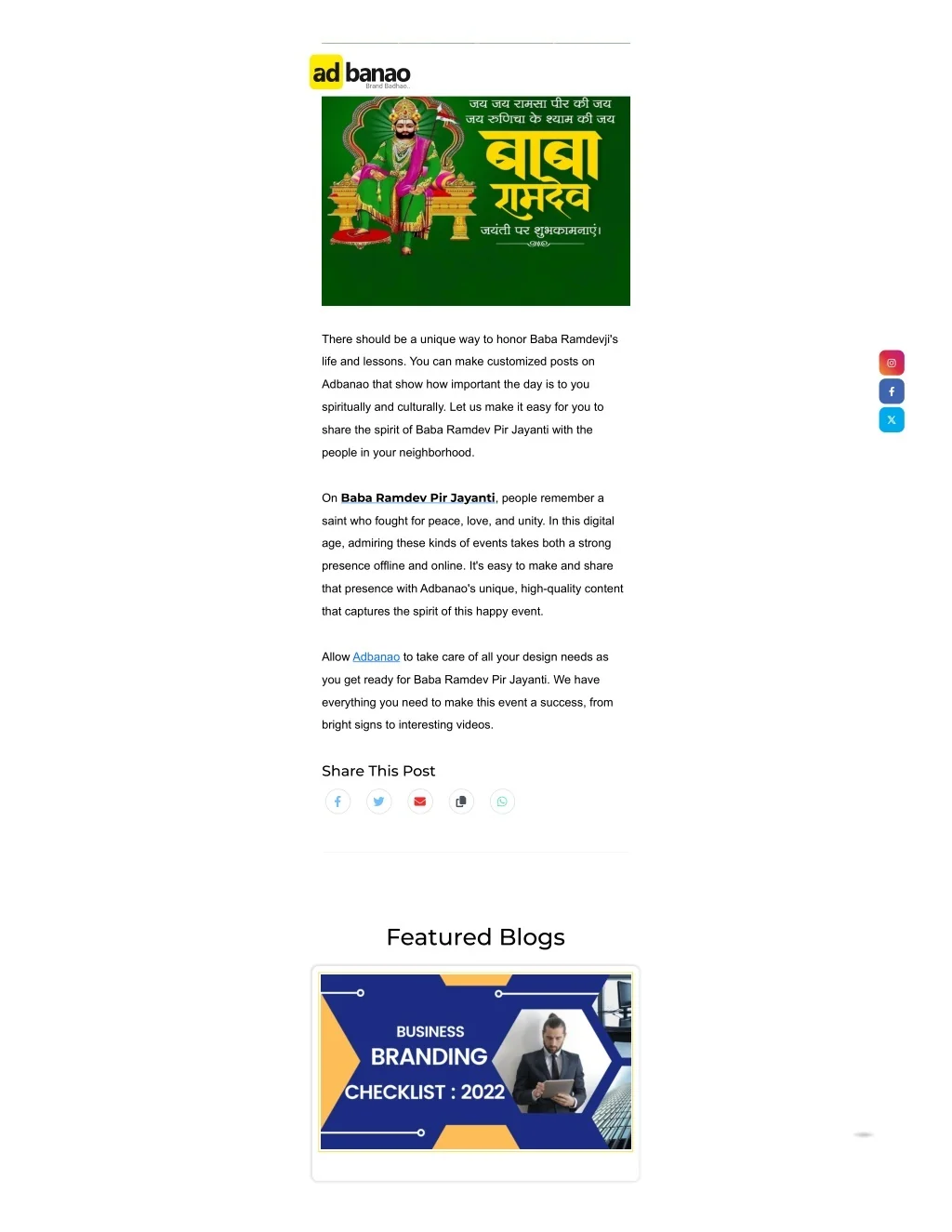 PPT - Celebrate Baba Ramdev Pir Jayanti with Personalized Posters and ...