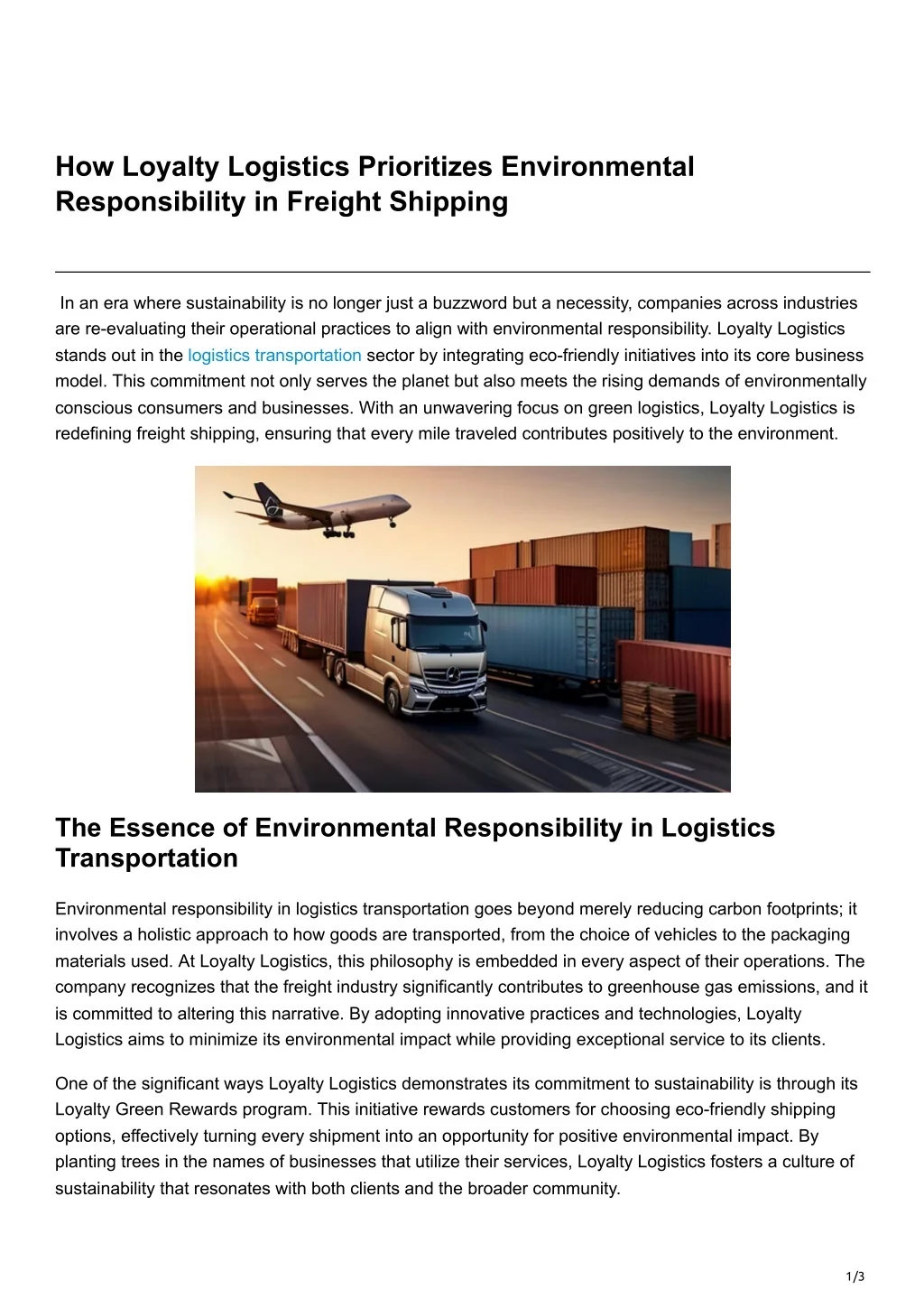 PPT - How Loyalty Logistics Prioritizes Environmental Responsibility in ...