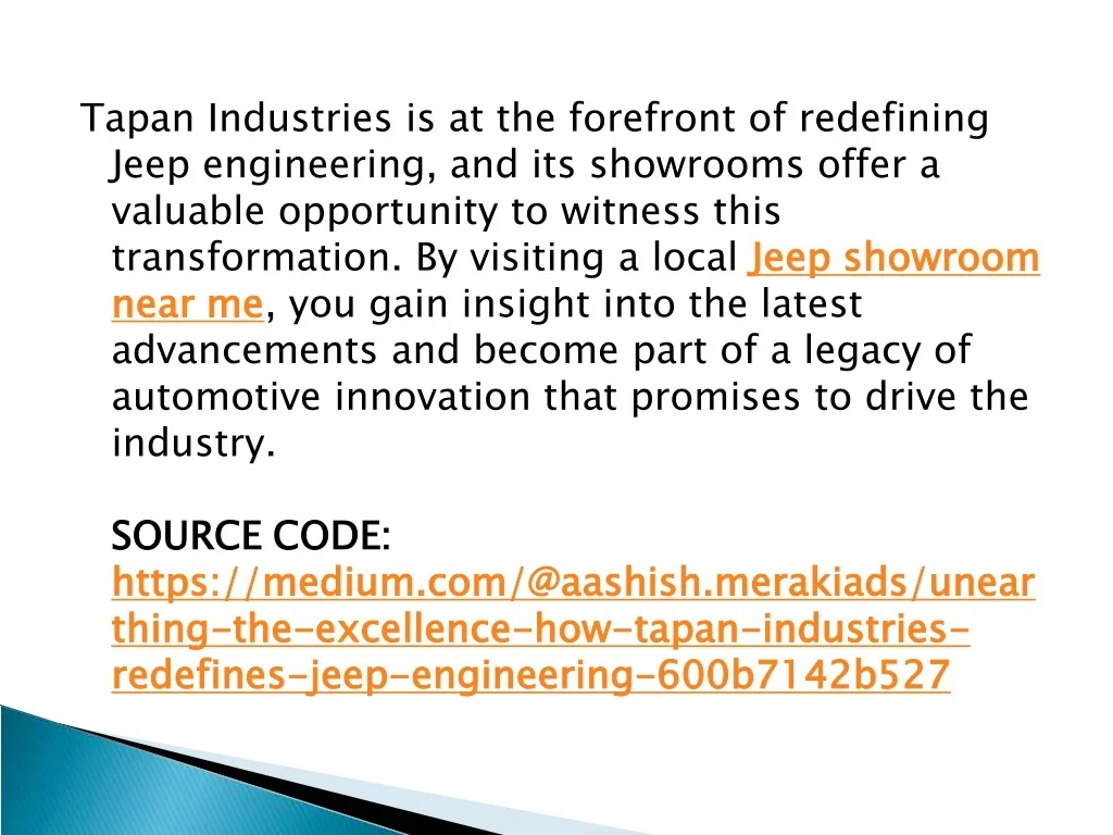 PPT - Unearthing the Excellence How Tapan Industries Redefines Jeep ...