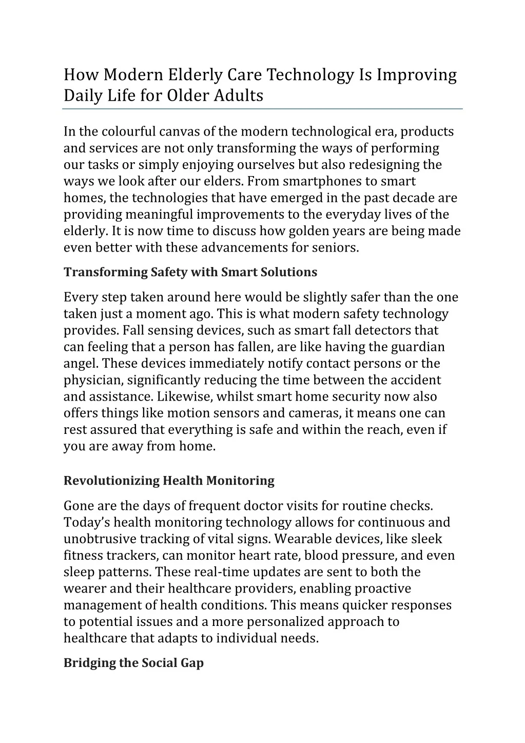 PPT - How Modern Elderly Care Technology Is Improving Daily Life for ...