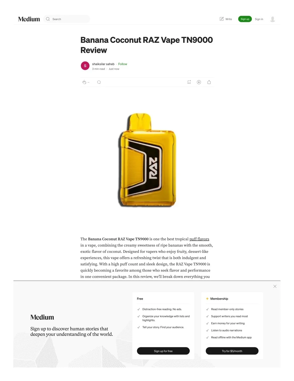 PPT - Banana Coconut RAZ TN9000 Review: Smooth, Tropical Vaping ...