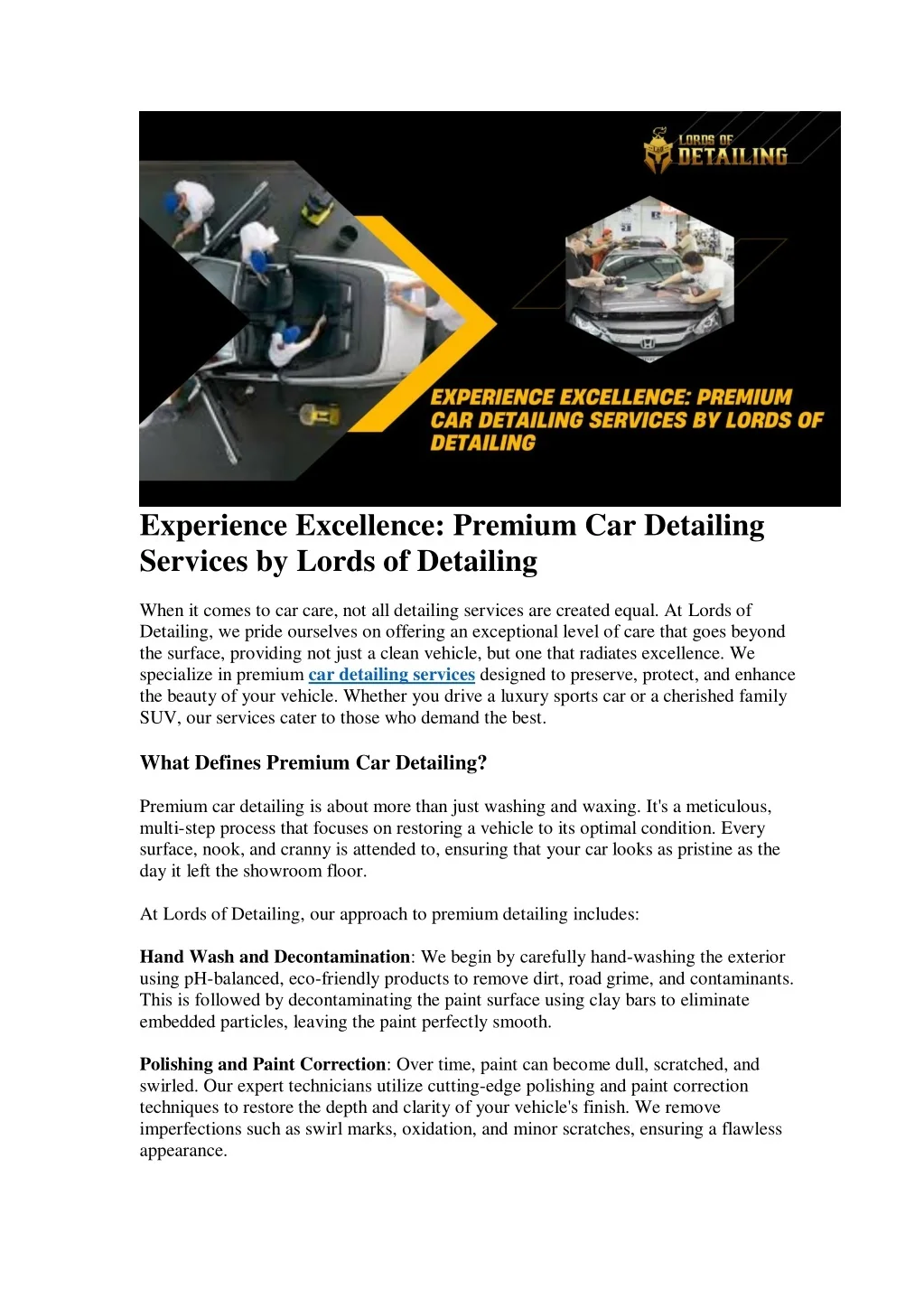 PPT - Experience Excellence: Premium Car Detailing Services by Lords of ...