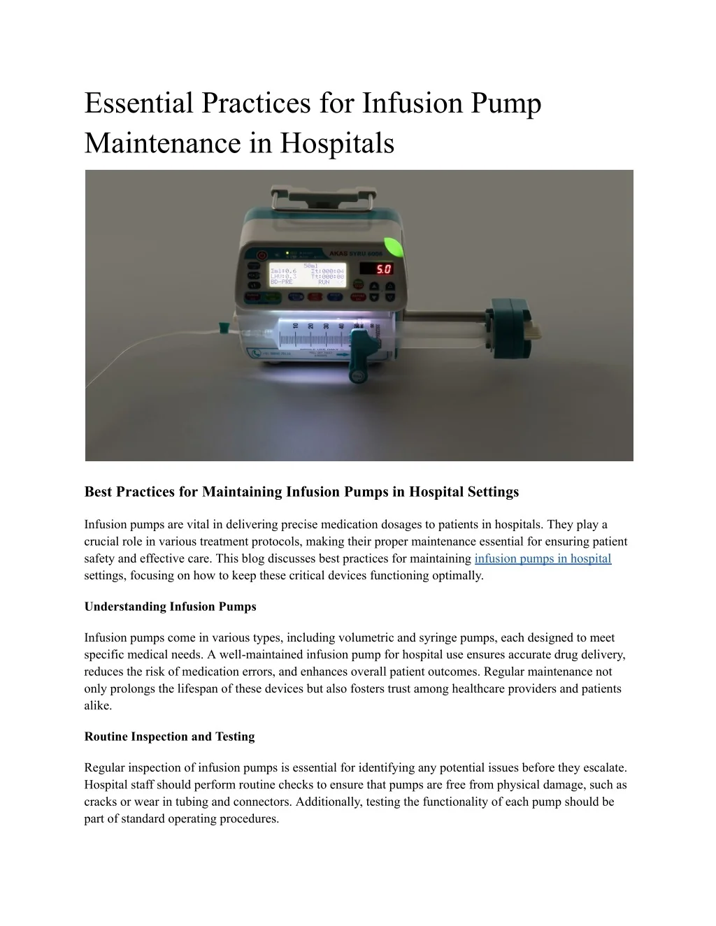 PPT - Essential Practices for Infusion Pump Maintenance in Hospitals PowerPoint Presentation ...