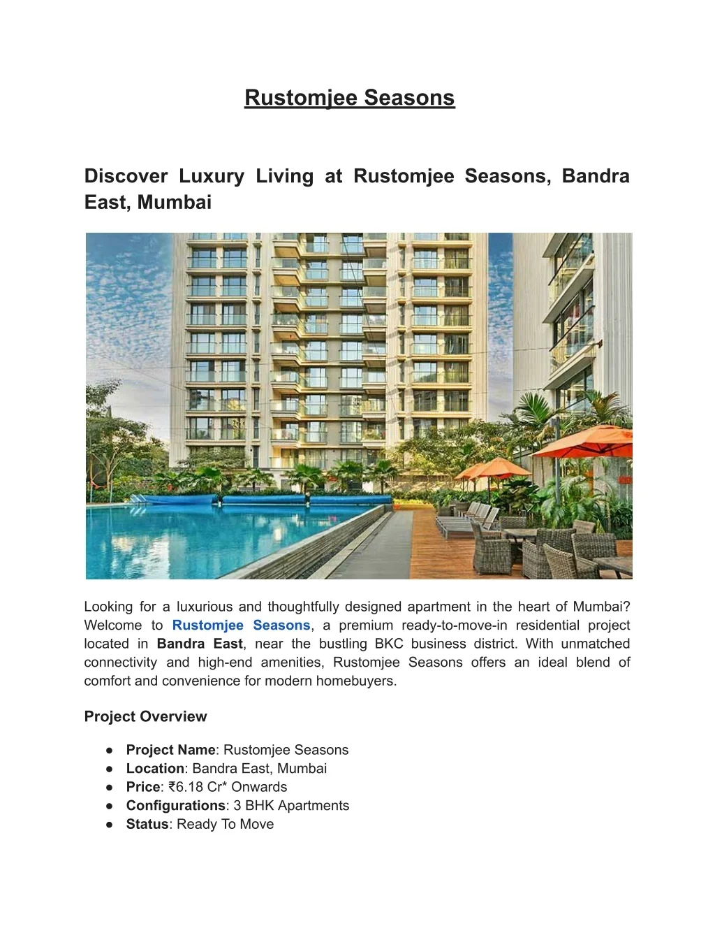 PPT - Rustomjee Seasons in mumbai 3 BHK Apartment | price, rent ...
