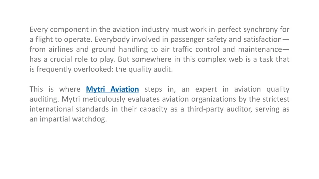 PPT - Quality Audit of Aviation Organization is Now Easy with Mytri ...