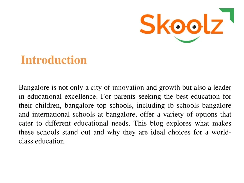 PPT - Bangalore Top Schools A Guide to IB and International Education ...