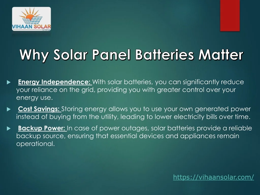 PPT - Harnessing Energy: Solar Panel Batteries by Vihaan Solar ...
