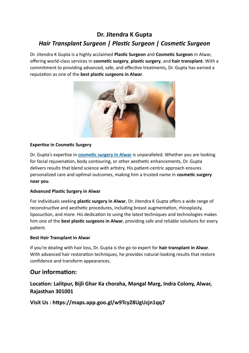 PPT - Dr. Jitendra K Gupta: Your Go-To Specialist for Hair Transplants ...