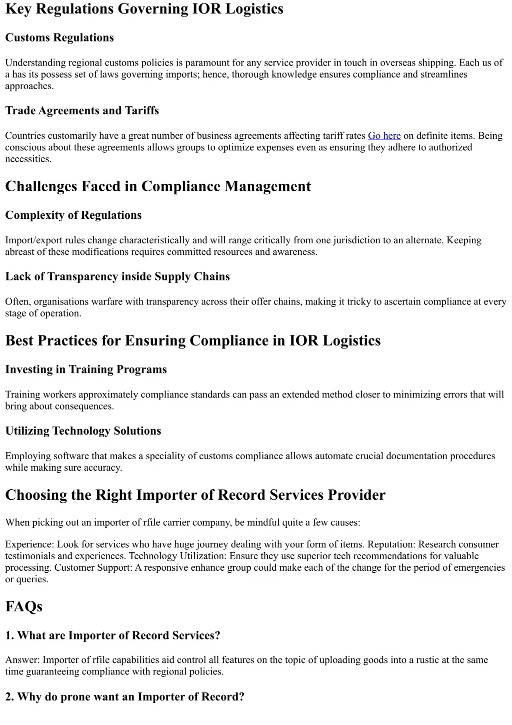 PPT - The Importance of Compliance in IOR Logistics PowerPoint ...
