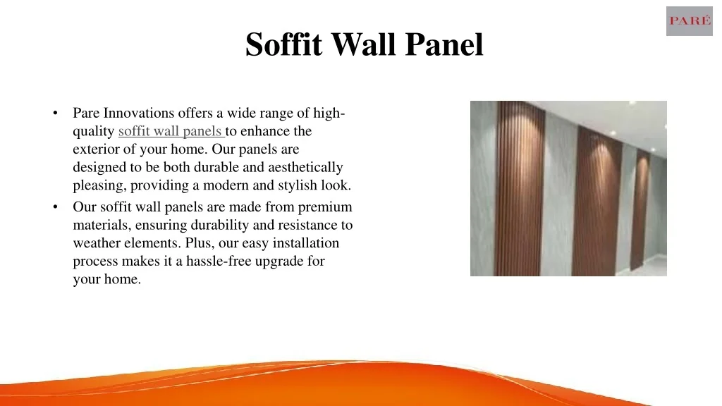 PPT - PARE INNOVATIONS INDIA- SOFFIT WALL PANEL PowerPoint Presentation ...