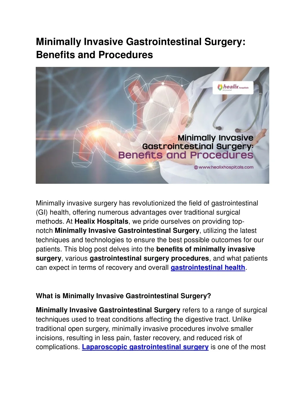 PPT - Minimally Invasive Gastrointestinal Surgery: Benefits and ...