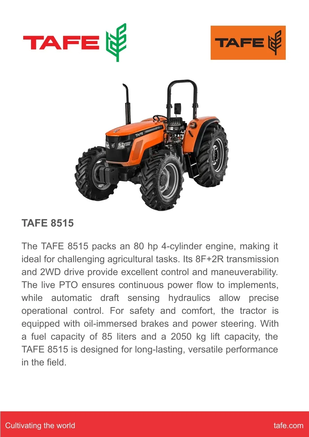 PPT - TAFE 8515: The Ideal Tractor for Versatile Agricultural Needs PowerPoint Presentation - ID ...