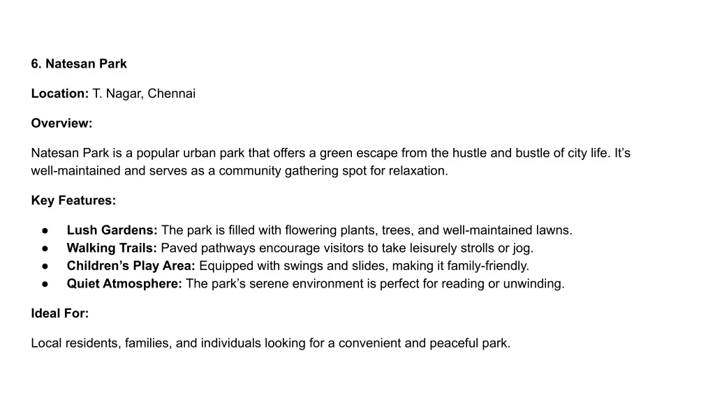 PPT - What are the top 10 public parks in Chennai for weekend ...