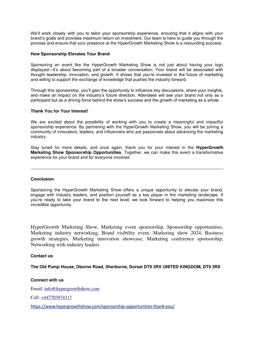 PPT - Sponsorship Opportunities-Thank You for Your Interest in Hyper ...