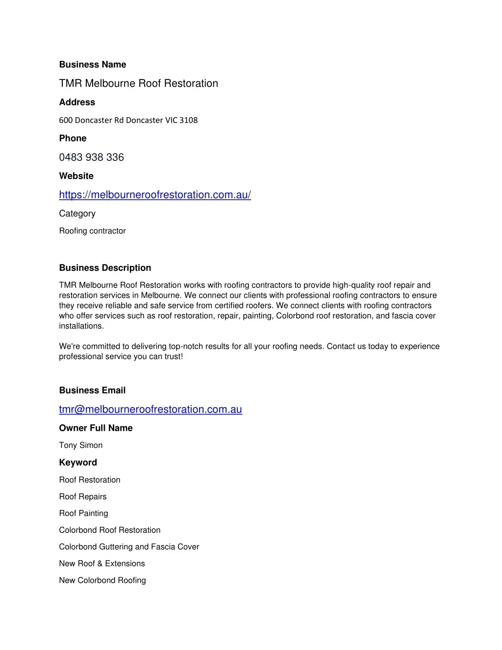 PPT - TMR Melbourne Roof Restoration PowerPoint Presentation, free ...
