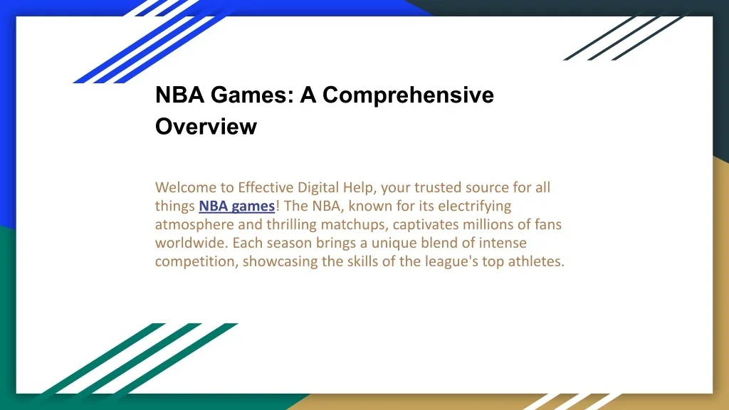 PPT - Explore the Thrill of NBA Games with Effective Digital Help ...