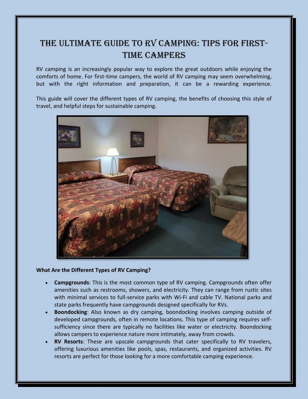 PPT - The Ultimate Guide to RV Camping Tips for First-Time Campers ...