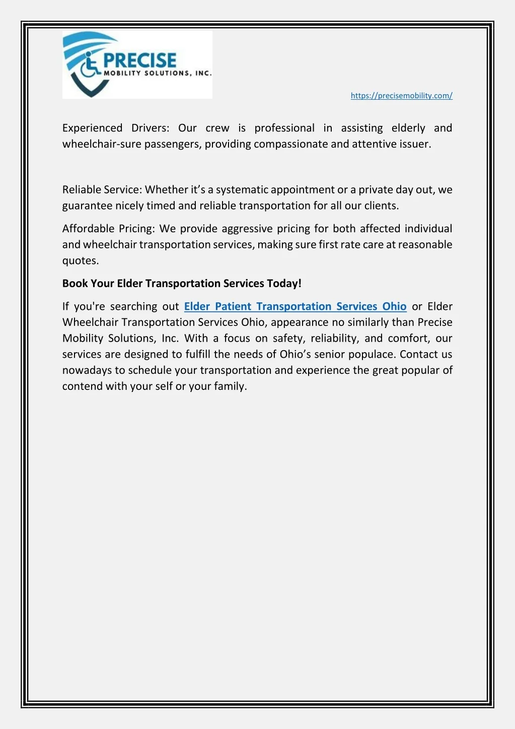 PPT - Ohio's Best Elder Wheelchair & Patient Transportation Services PowerPoint Presentation ...