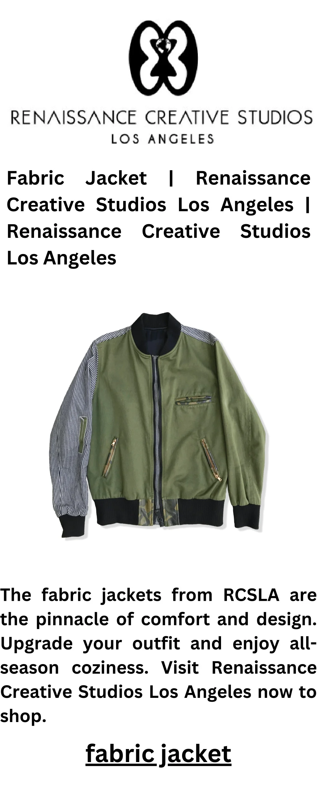 PPT - Fabric Jacket Renaissance Creative Studios Los Angeles Renaissance Creative Studios Los ...