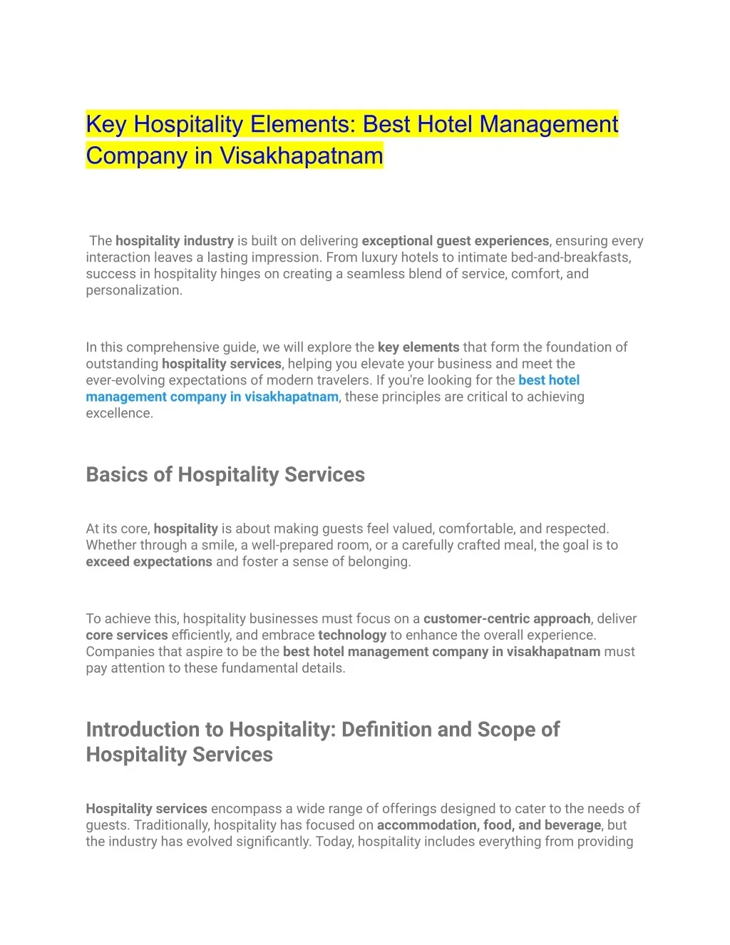 PPT - Key Hospitality Elements_ Best Hotel Management Company in ...