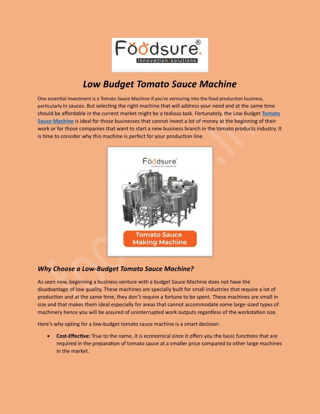 PPT - Low Budget Tomato Sauce Machine PowerPoint Presentation, free ...