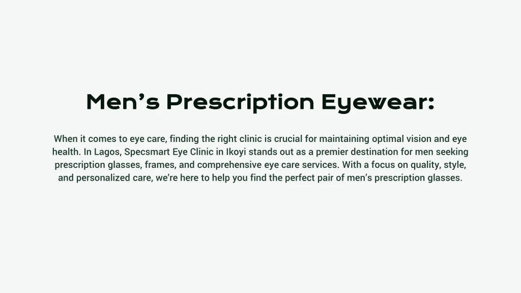 PPT - Men’s Prescription Eyewear: Find Your Perfect Frames at Specsmart ...