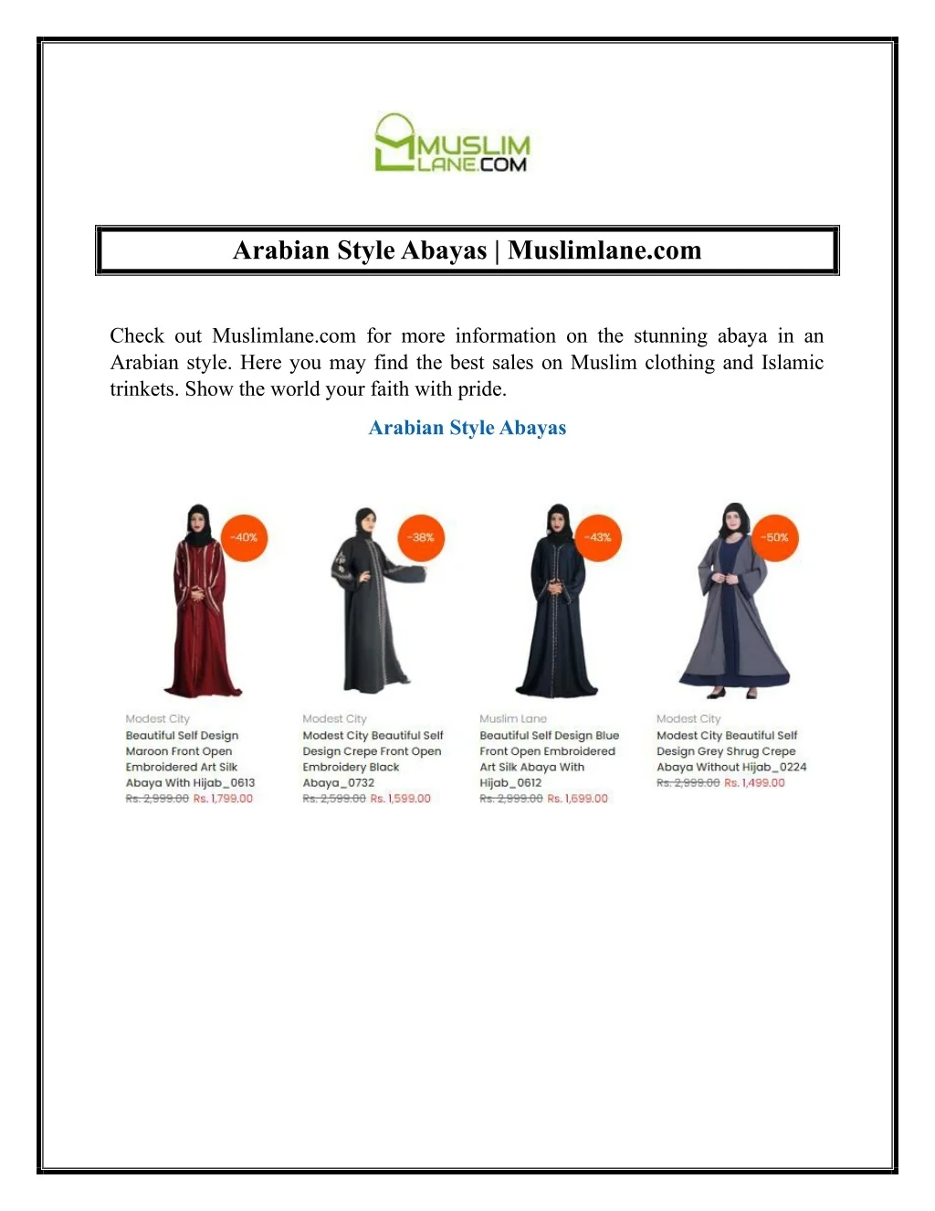 PPT - Arabian Style Abayas Muslimlane.com PowerPoint Presentation, free ...