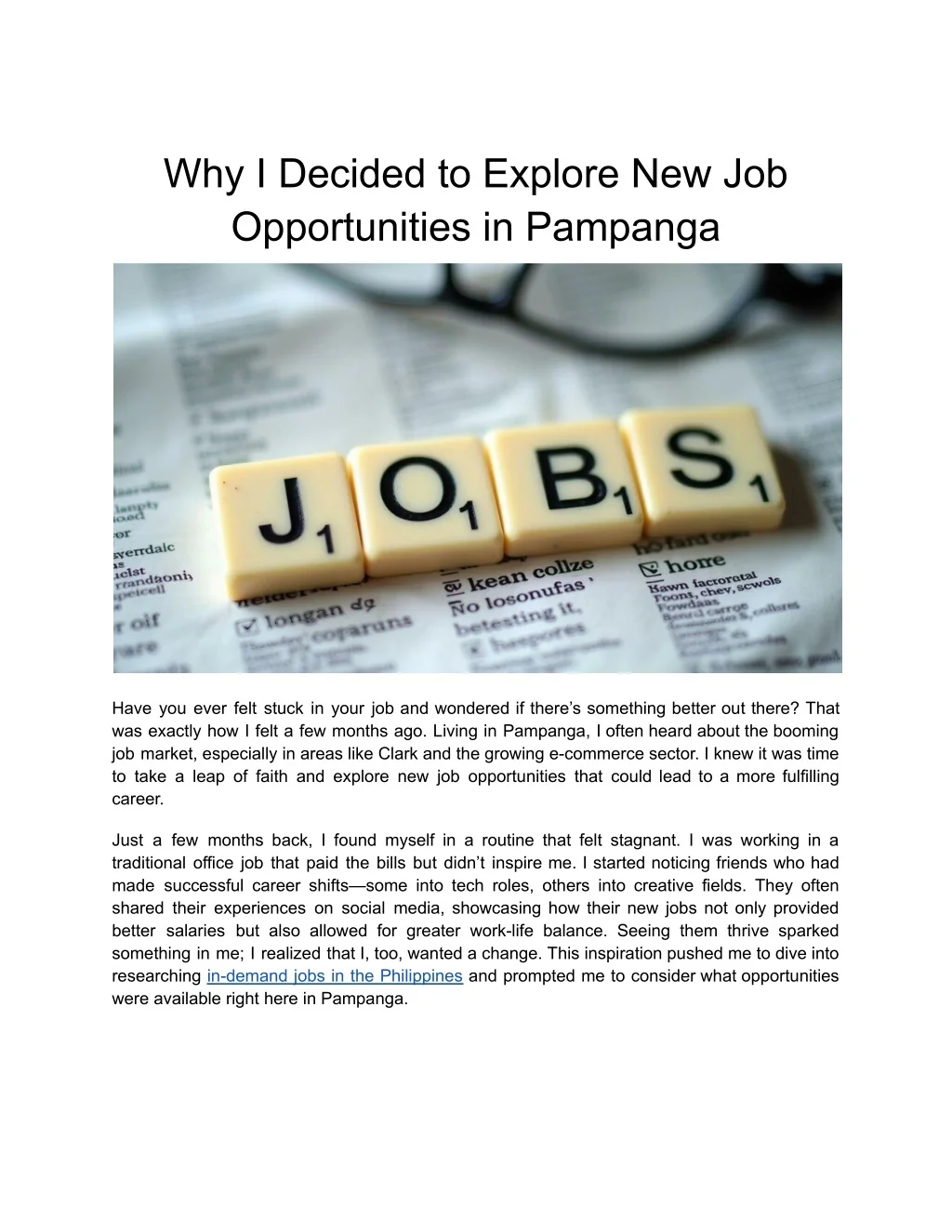 PPT - Why I Decided to Explore New Job Opportunities in Pampanga (1 ...